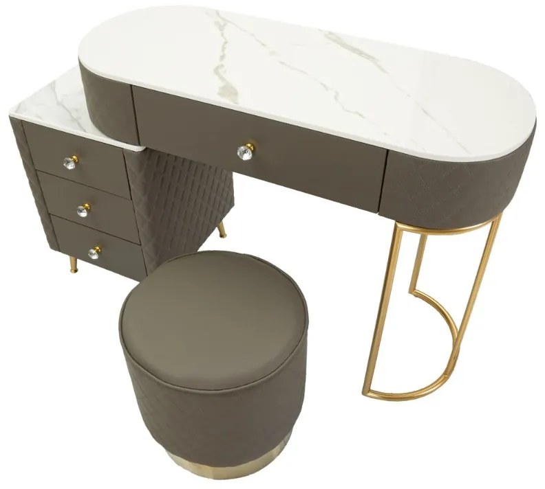 Designový toaletní stolek s taburetkou Pembroke šedý