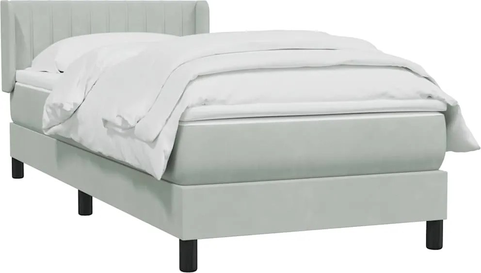 Box Spring Postel s matrací Světle šedá 90x220 cm Samet 3318309
