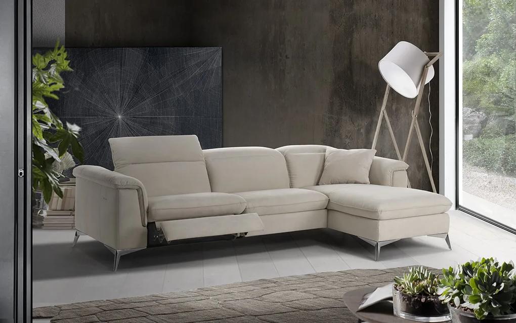 Pregio Italia sofa&relax luxusní polohovací sedačky SOLUTION Provedení: 2 místná 1 el. poloh. + roh. ukončení, Vzorník látek: tekno fibra 05 cork