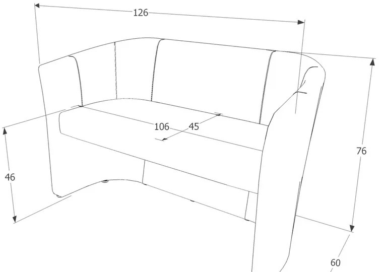 Pohovka Cuba, dvojsedák, tmavě hnědá
