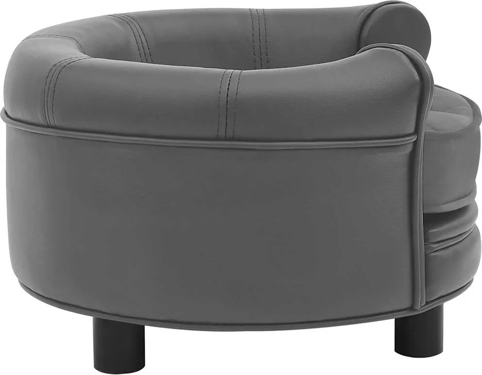 Pohovka pro psy šedá 48 x 48 x 32 cm plyš a umělá kůže 170956