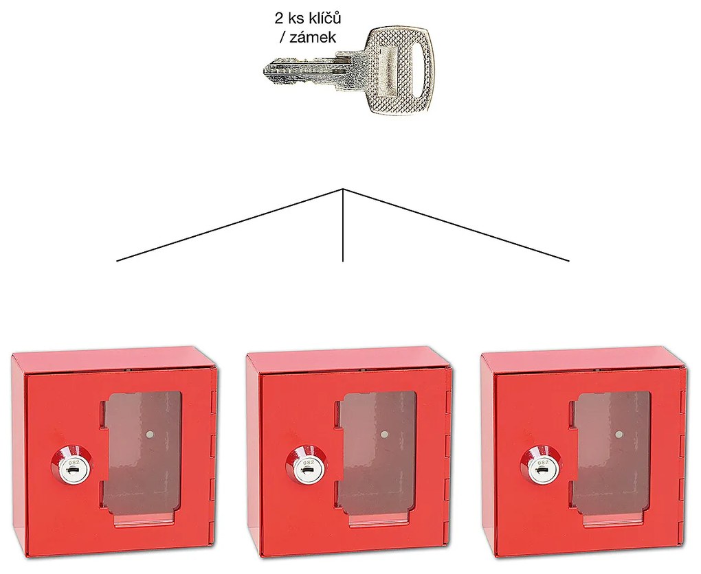 Požární ocelová skříňka se sklem na společný uzávěr - SU RICHTER TS.1010.G.SU (červená), Richter červená