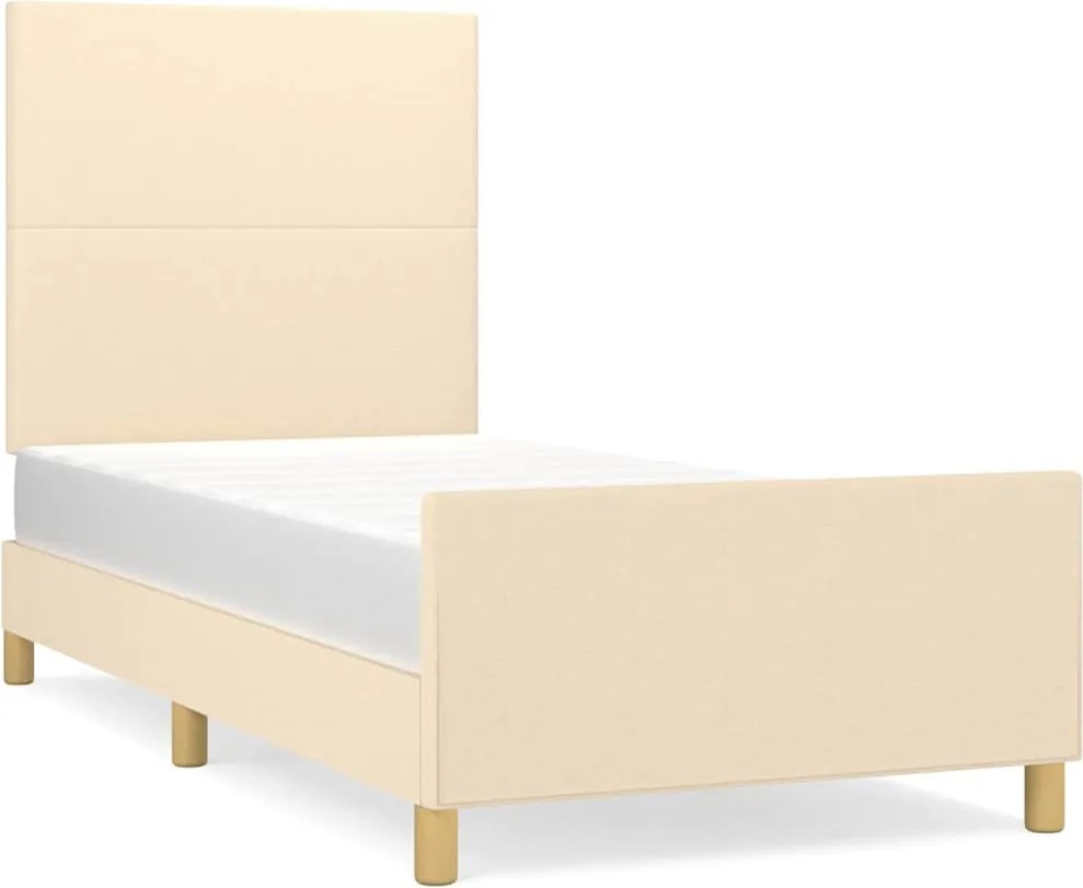 Rám postele bez matrací krémově 90x190 cm textil 3124860