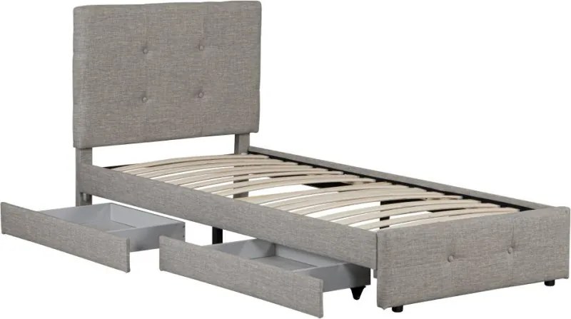 Postel s úložným prostorem, světle šedá, 90x200, DOREA Kondela 0000413712