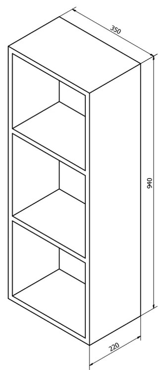 Sapho ESPACE otevřená policová skříňka 35x94x22cm, borovice rustik ESC170-1616