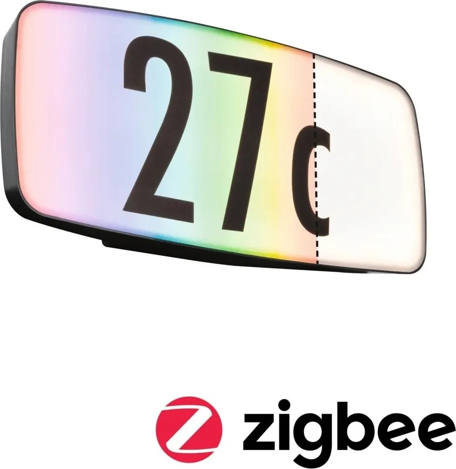 P 94508 VÝPRODEJ VZORKU Venkovní nástěnné svítidlo Sheera IP44 RGBW Zigbee antracit se soumrakovým senzorem + čísly domu - PAULMANN