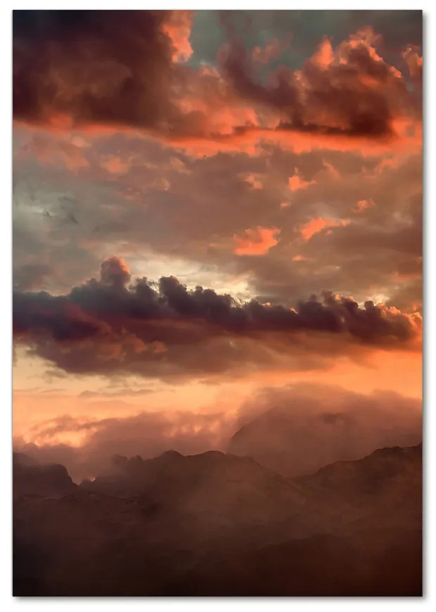 Wallmuralia Fotoobraz na skle Západ slunce hory 70x100 cm