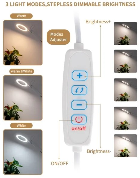 Brilagi - LED Stmívatelná stolní lampa s lupou LED/12W/5V 3000/4200/6000K bílá