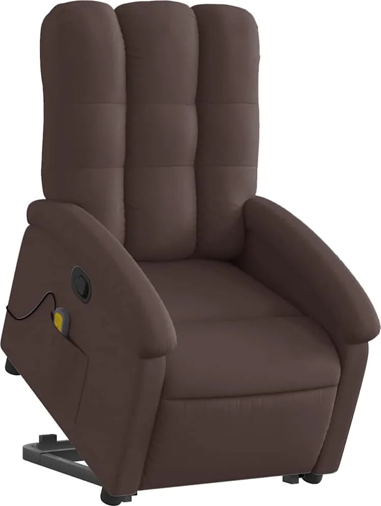 Zvedací masážní polohovací křeslo tmavě hnědé textil 3204109