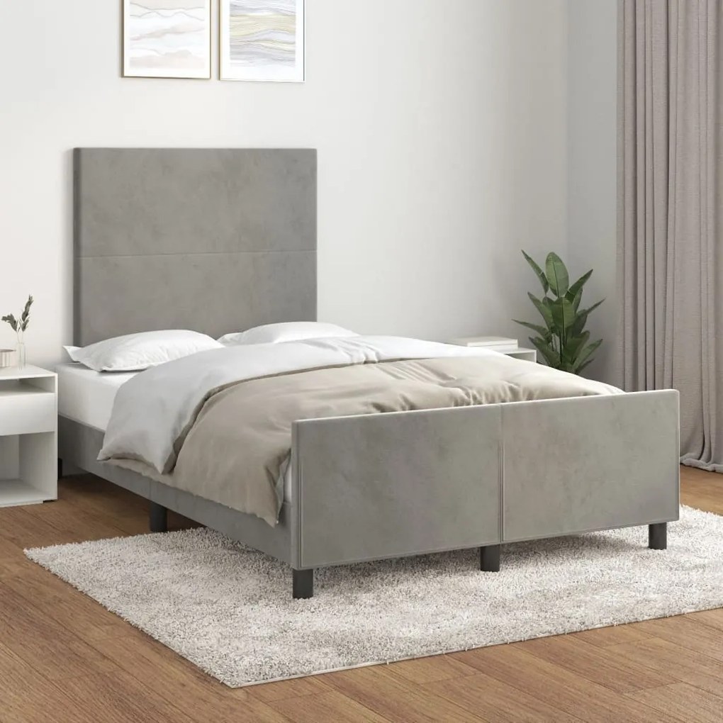 Rám postele bez matrace světle šedá 120 x 200 cm samet 3125623