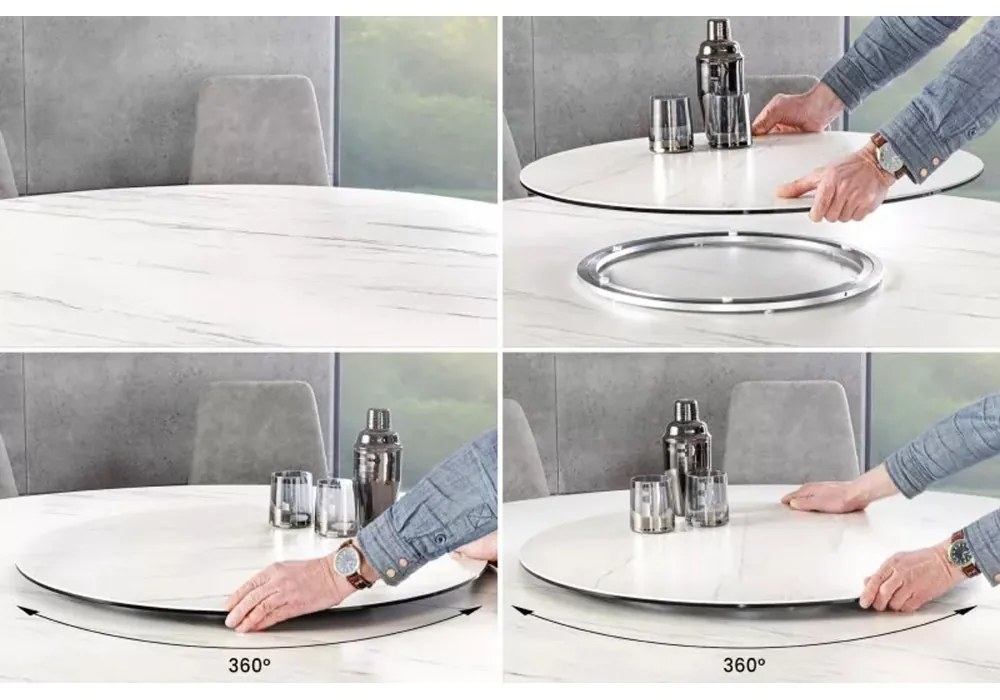 Massive home | Kulatý jídelní stůl SPIN WHITE 150 CM keramika otočný