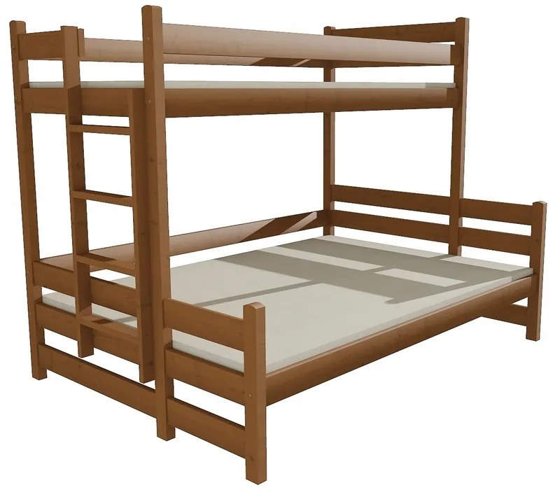 Vomaks Patrová postel s rozšířeným spodním lůžkem PPS 003 100/140 x 180 cm surové dřevo vlevo (vyobrazeno)