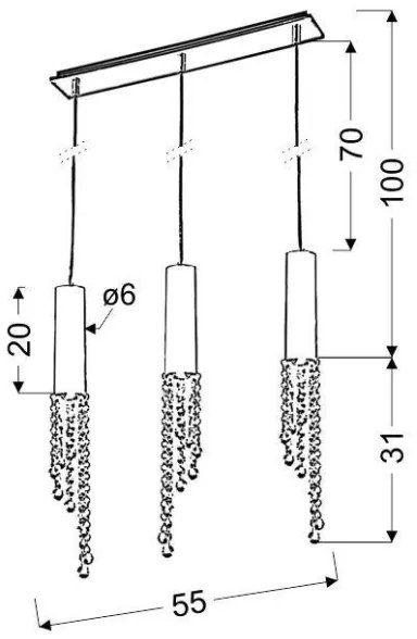 LED Lustr na lanku DUERO 3xLED/3W/230V