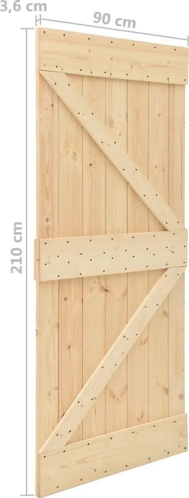 vidaXL Dveře 90 x 210 cm masivní borové dřevo [289108] Barva: Hnědá