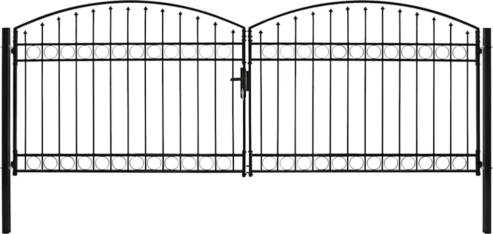 Plotová brána ASSEN dvoukřídlé dveře s klenutým vrškem ocel 400 x 150 cm 143094
