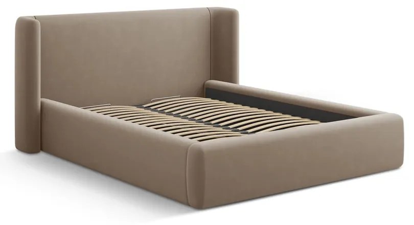 Světle hnědá čalouněná dvoulůžková postel s úložným prostorem s roštem 180x200 cm Jason – Windsor & Co Sofas