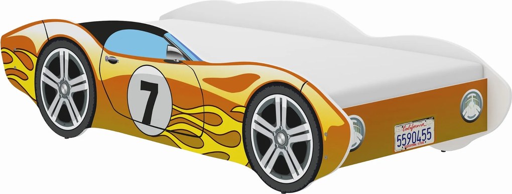Wooden Toys Dětská postel Autíčko CORVETTA 140x70 ŽLUTÁ