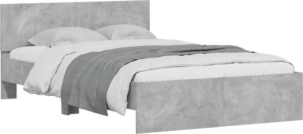Rám postele s čelem betonově šedý 135 x 190 cm 3207507