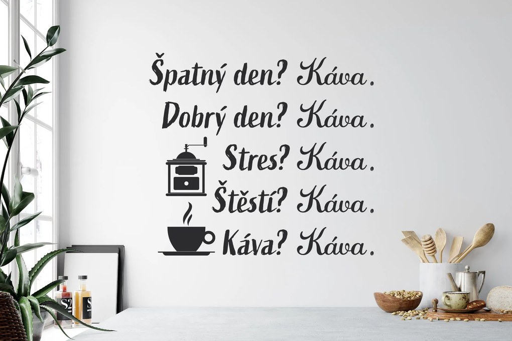 Samolepka na zeď Káva Barevná varianta: Černá, Velikost (šířka x výška): 45x40cm