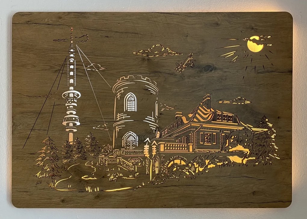 Li-Go "Kleť" světelný obraz 230V 90x62 cm provedení povrchu: dub světlý