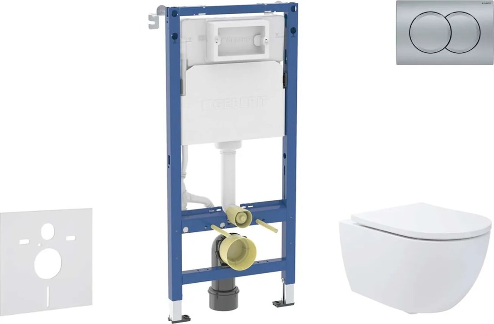 SANITINO - Set předstěnové instalace, klozetu Oudee a sedátka softclose, tlačítko Delta01, matný chrom SANI11CA1184
