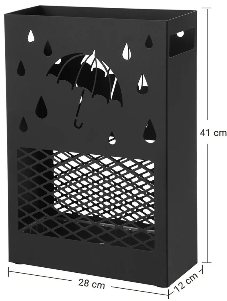 Kovový stojan na deštníky Rainy, 41x28x12 cm