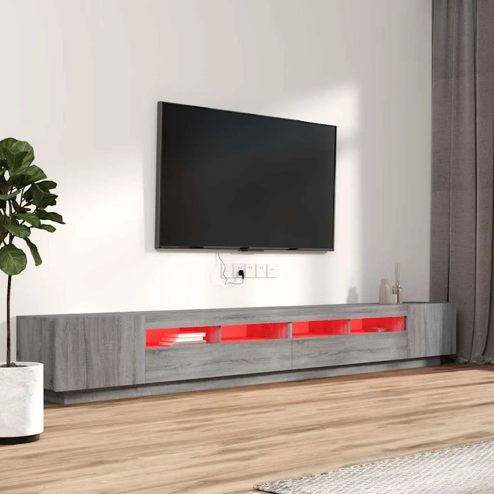 3dílný set TV skříněk s LED světly šedý sonoma kompozitní dřevo 3120177