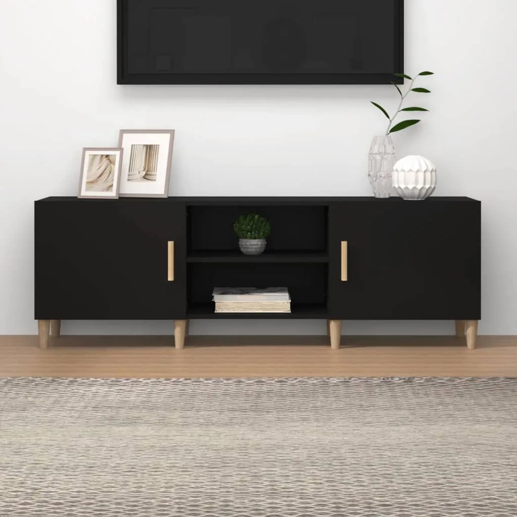 TV skříňka černá 150 x 30 x 50 cm kompozitní dřevo