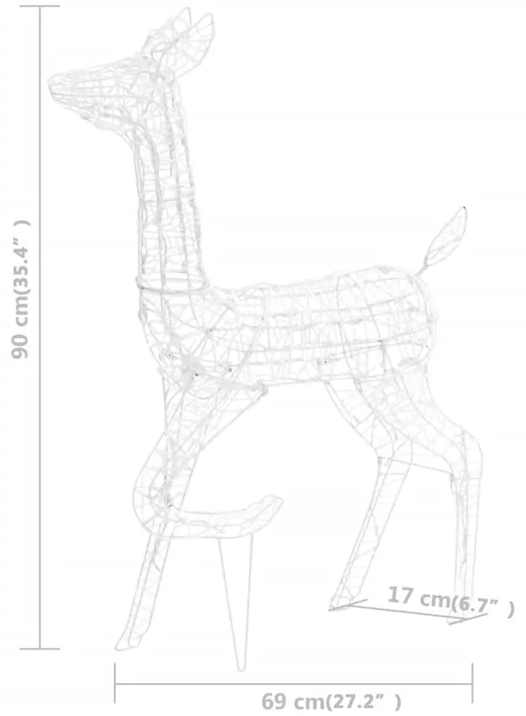 vidaXL Marketos Vánoční dekorace akrylová sobí rodinka 160 LED studená bílá