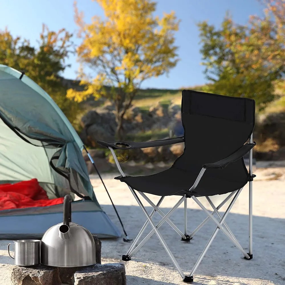 Kempingové židle ROVER, set 2ks, černá SongmicsHome