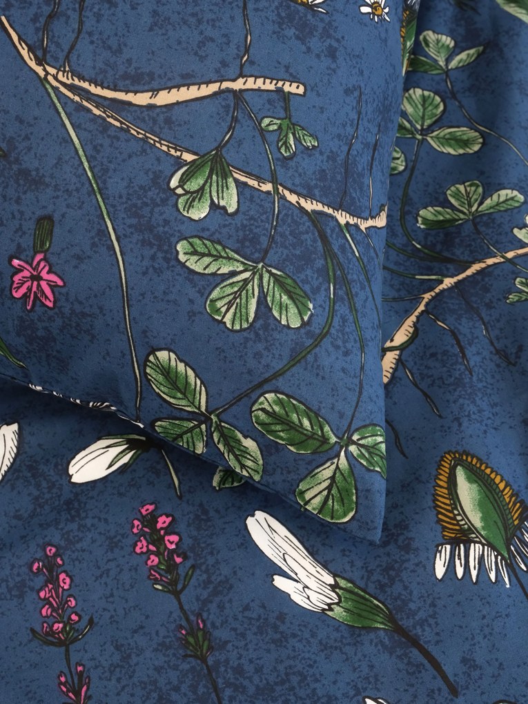 MK Lůžkoviny Bavlněný povlak na polštář Renforcé 70 x 90 cm - Herbář tmavě modrý
