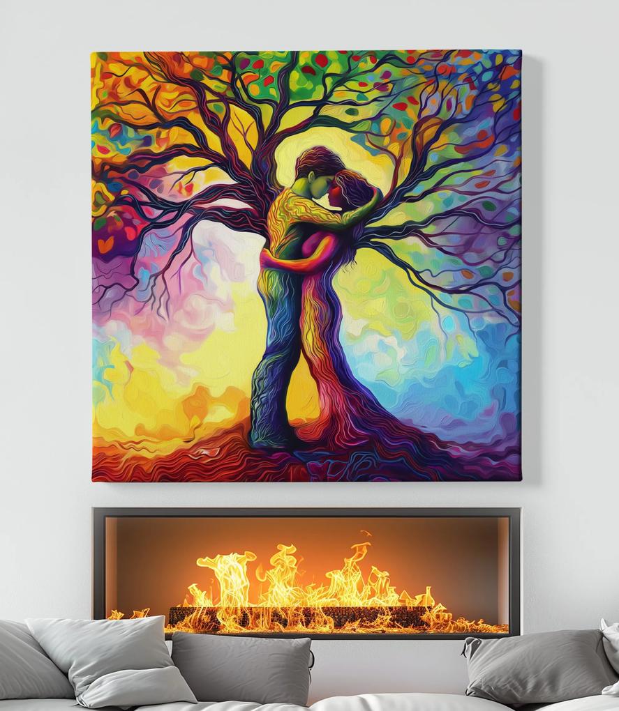 Obraz na plátně - Strom života Milenci v pokušení FeelHappy.cz Velikost obrazu: 120 x 120 cm