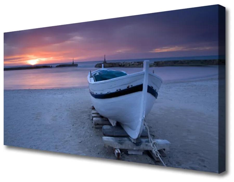 Obraz na plátně Loďka Pláž Slunce Krajina 120x60 cm