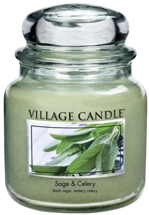 Village Candle Vonná svíčka ve skle, Svěží šalvěj - Sage Celery, 16oz Premium