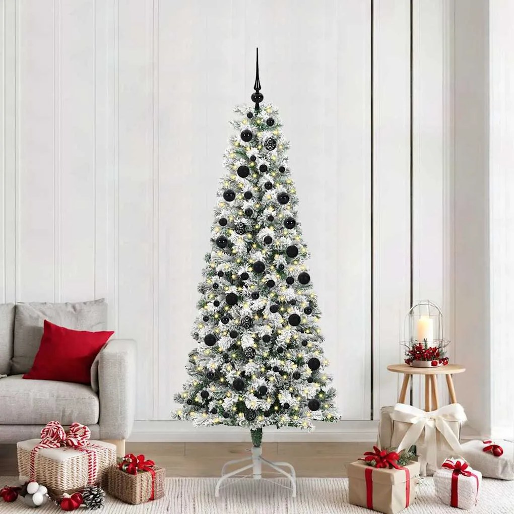 Umělý Skládací Vánoční Strom 300 LED Zelená a bílá 210 cm 3395605