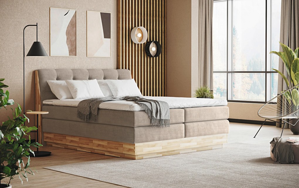 XXXLutz POSTEL BOXSPRING, 180/200 cm, krémová - Postele s úložným prostorem - 00084000569G