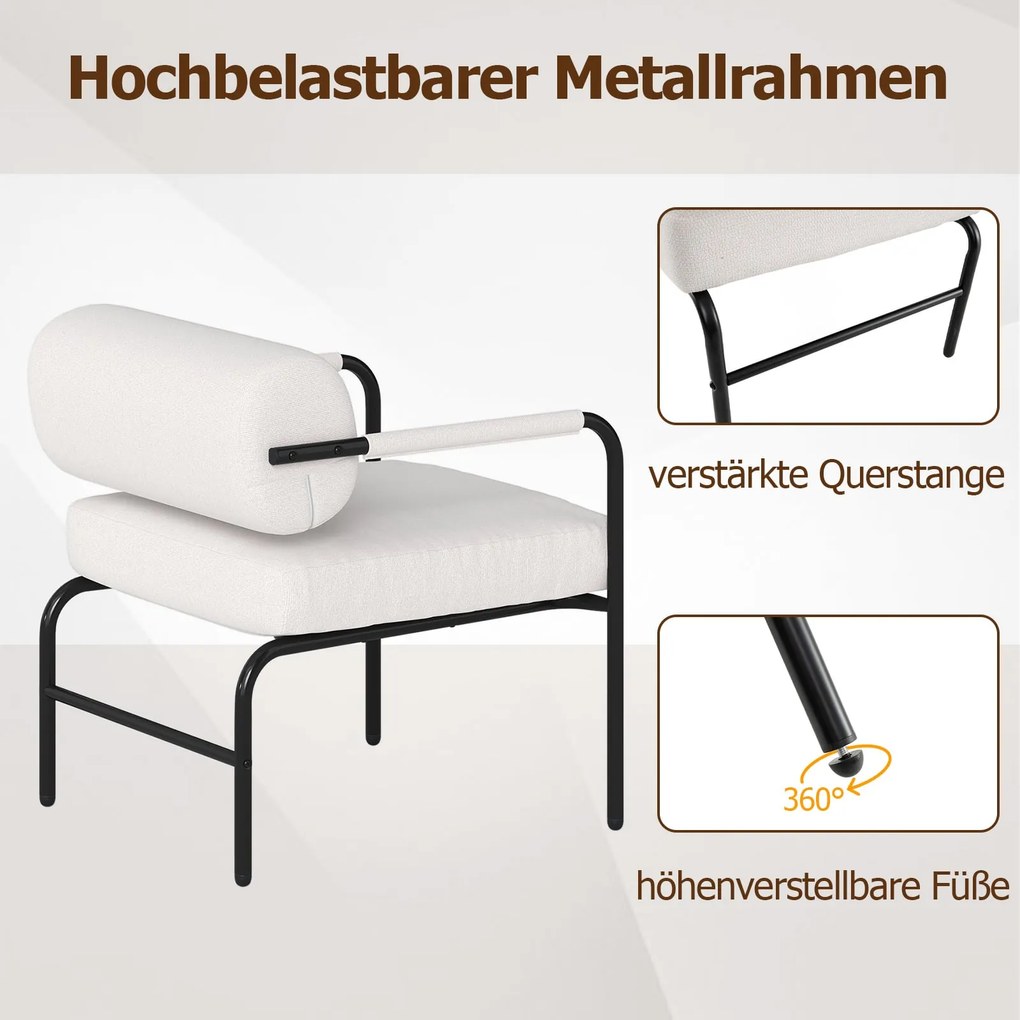 Costway Křeslo Modern Lounge Chair Polstrované křeslo s akcentem a područkami