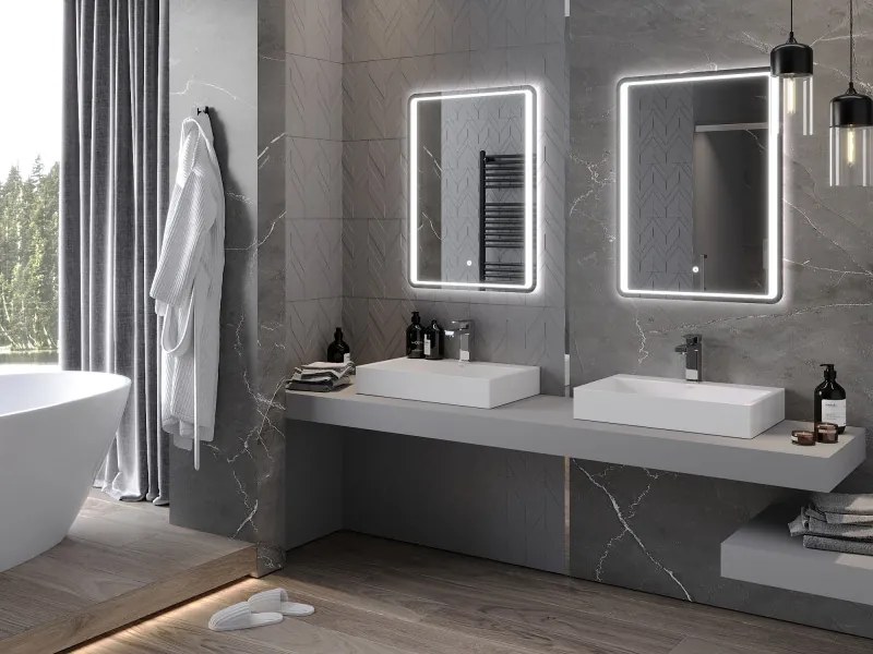 Mexen Zusa, LED koupelnové zrcadlo s podsvícením 60x80 cm, 6000K, ochrana proti zamlžování, 9808-060-080-611-00