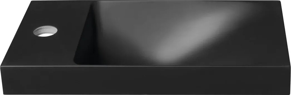 Sapho Sapho, AGOS umyvadlo bez přepadu 40x22cm, litý mramor, levé/pravé, černá matná, AS400B