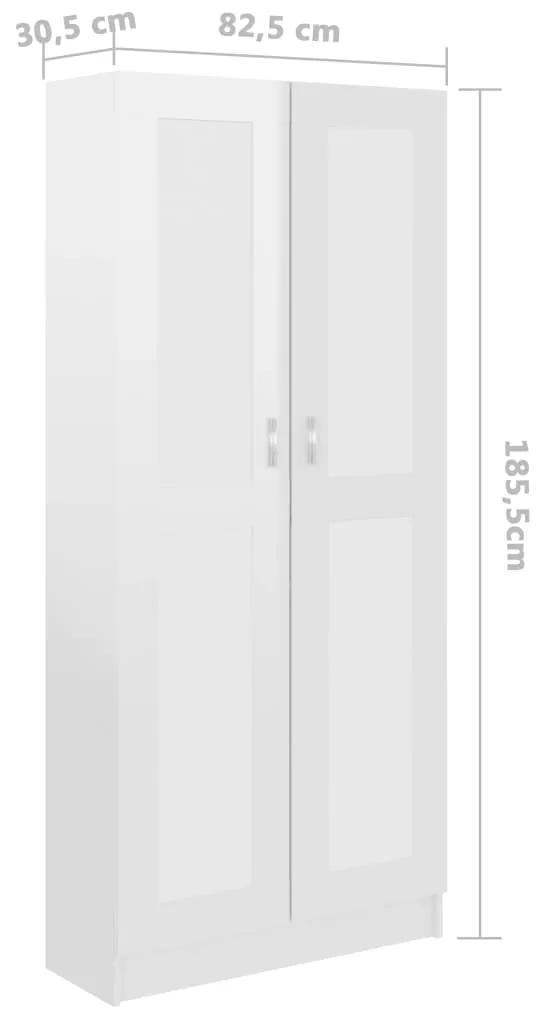 vidaXL Knihovna bílá s vysokým leskem 82,5x30,5x185,5 cm dřevotříska