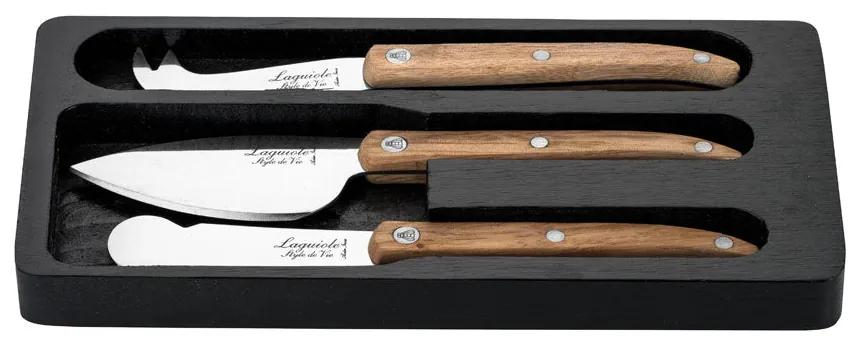 LAGUIOLE Innovation - nože na sýr 3 ks, rukojeť dubová