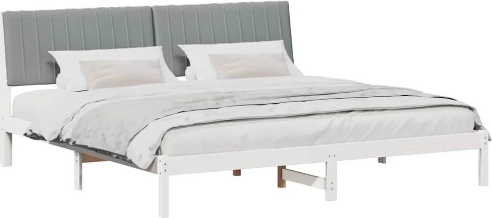 Rám postele s čelo Bílá 200 x 200 cm Masivní borové dřevo 3394402
