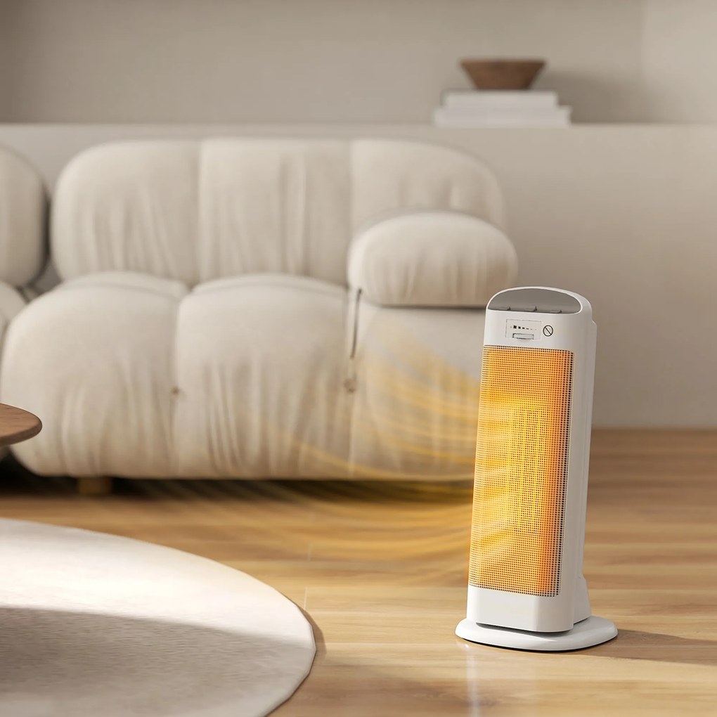 HOMCOM keramický topný ventilátor 2000 W – 4 režimy, nastavitelná teplota, 55° oscilace