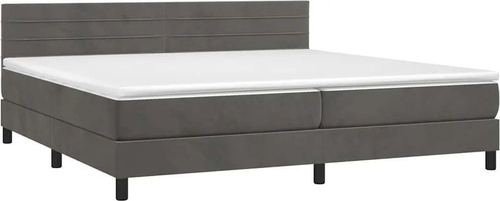 Box spring postel s matrací a LED tmavě šedá 200x200 cm samet 3134484
