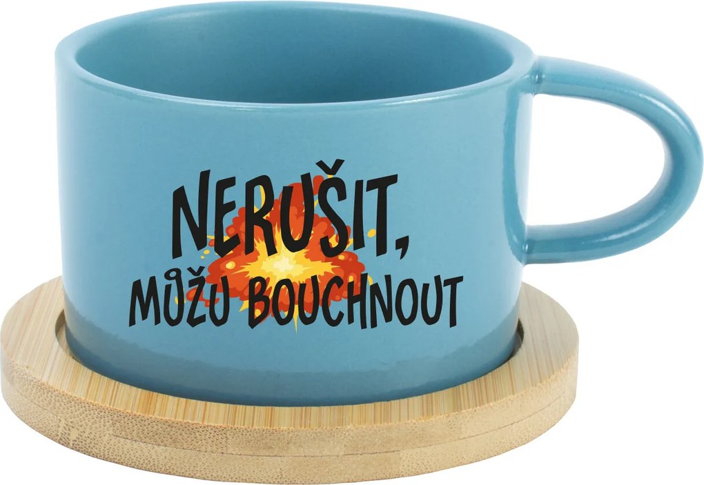 NERUŠIT, MŮŽU BOUCHNOUT. - modrý hrníček makronka 200 ml