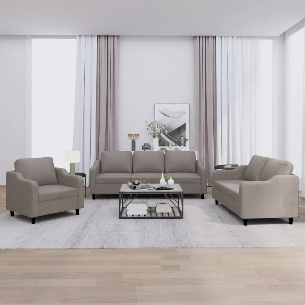 3dílná sedací souprava s poduškami taupe textil 3201777