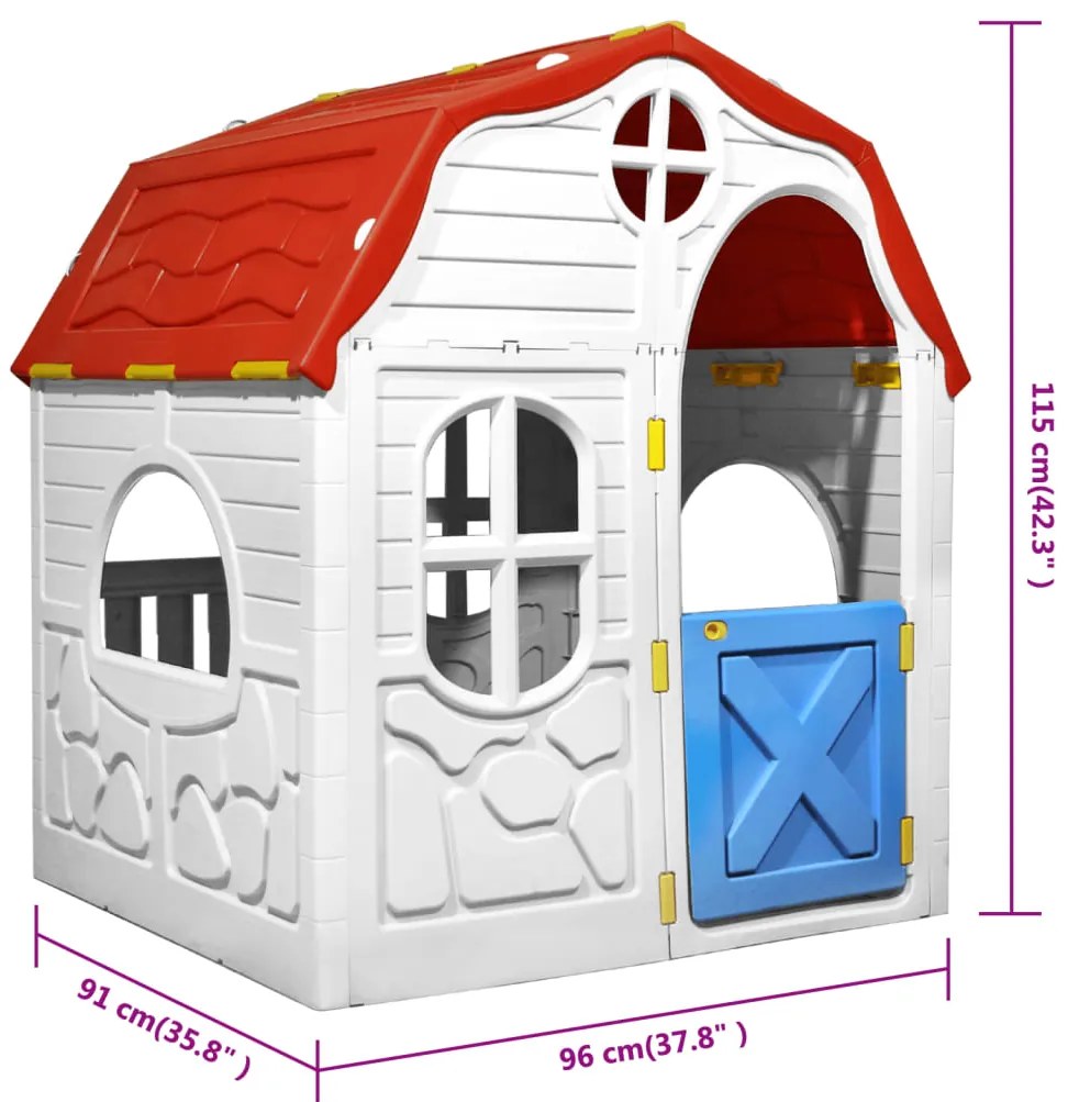 vidaXL Skládací dětský domeček s funkčními dveřmi a okny