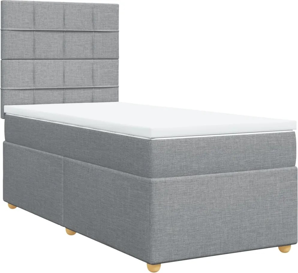 Box spring postel s matrací světle šedý 100 x 200 cm textil 3291191