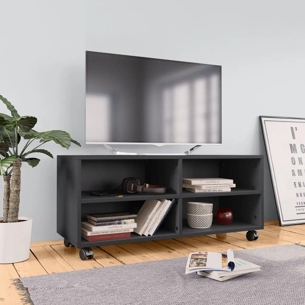 800182 vidaXL TV stolek s kolečky šedý 90 x 35 x 35 cm dřevotříska