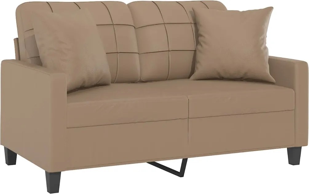 2místná pohovka s polštáři cappuccino 120 cm umělá kůže 3200802